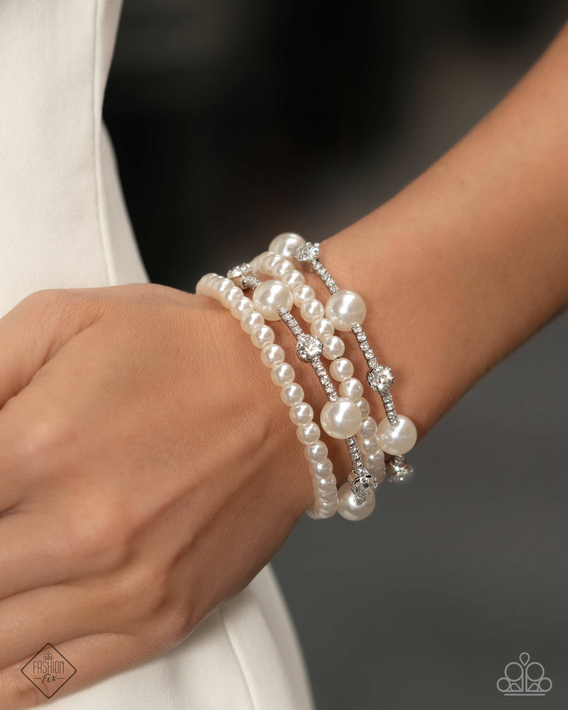 Paparazzi Adorably Amiable - White Bracelet ~ BlingAmore – Blingamore.com